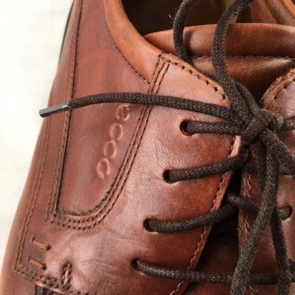 Ecco | Shoes | Ecco Shock Point Brown Leather Lace Up Dress Shoes ...